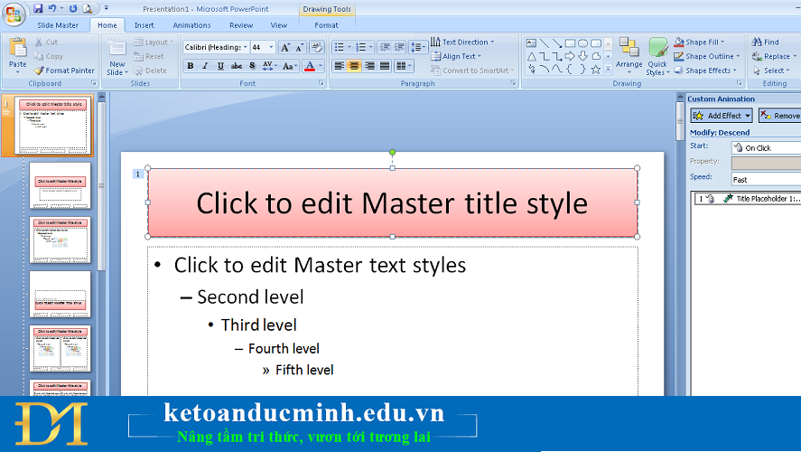 3 Bước sử dụng Slide Master trong Powerpoint - Kế toán Đức Minh.